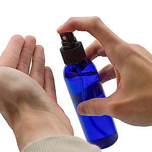 Cornucopia 4oz Blue Empty Plastic Refillable PET Spray Bottles w/Fine Mist Atomizer Caps (6-Pack); Sprayers for DIY Home Cleaning, Aromatherapy, Travel, & Beauty Care (4 Ounce, Cobalt Blue, 6)