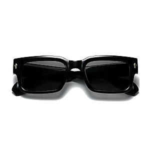 ZIMUSUN Square Frame Sunglasses for Women Men Trendy Chunky Rectangle Sun Glasses Black Shades(A1 Black/Grey)