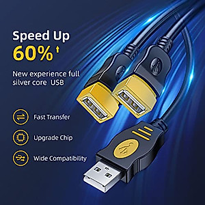ANDTOBO USB Splitter 2.0, USB Y Cable One Male to Female Dual Hub Power Cord Extension Adapter