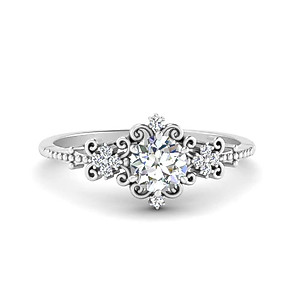 SISGEM 10K 14K 18K Solid Gold Filigree Engagement Rings for Women,1.05 Carat(cttw) Round Cut Moissanite Rings Wedding Engagement Anniversary Promise Bridal Bands with Engraved Name (10K Real Gold)