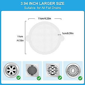 Qoosea 30 Pack Disposable Shower Drain Hair Catcher Shower Drain Cover Hair Catcher Mesh Stickers for Bathroom Washbasin Bathtub Kitchen Sink for Human and Pet Hair(Round-30pcs)
