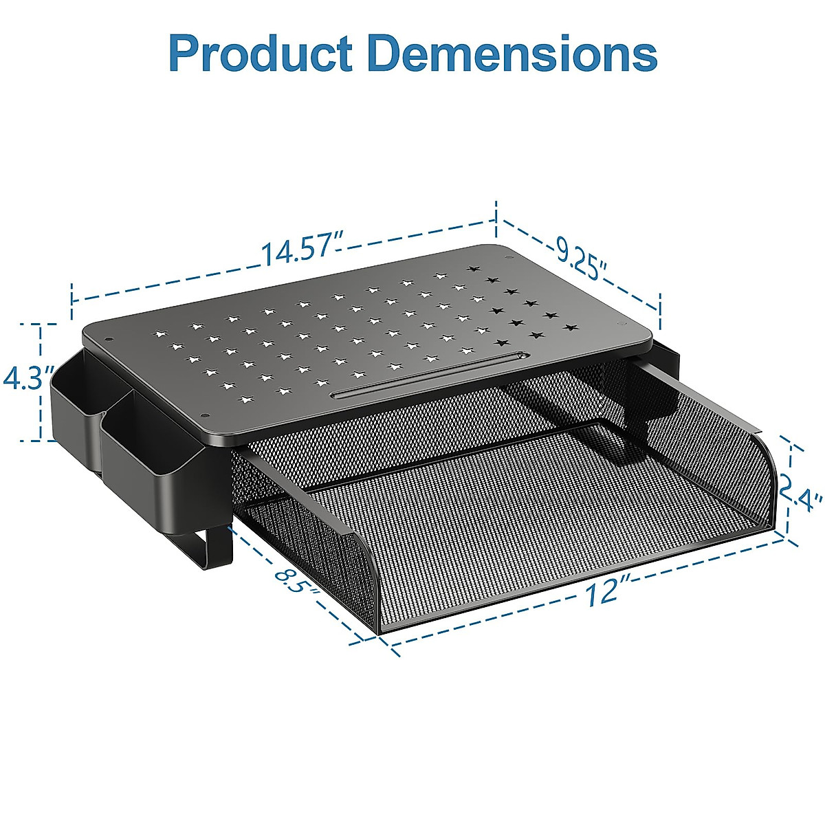 Zimilar Monitor Stand Riser with Drawer, Monitor Riser with Side Storage Pockets for Desk, Metal Monitor Stand for Laptop, PC Screen, Printer, iMac, Computer Monitor Stand for Home Office