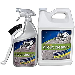 Black Diamond Stoneworks ULTIMATE GROUT CLEANER: Best Cleaner for Tile, Ceramic, Porcelain, Marble Acid-free Safe Deep Cleaner & Stain Remover for Even the Dirtiest Grout. (1-Quart/1-Brush/ 1-Gallon)