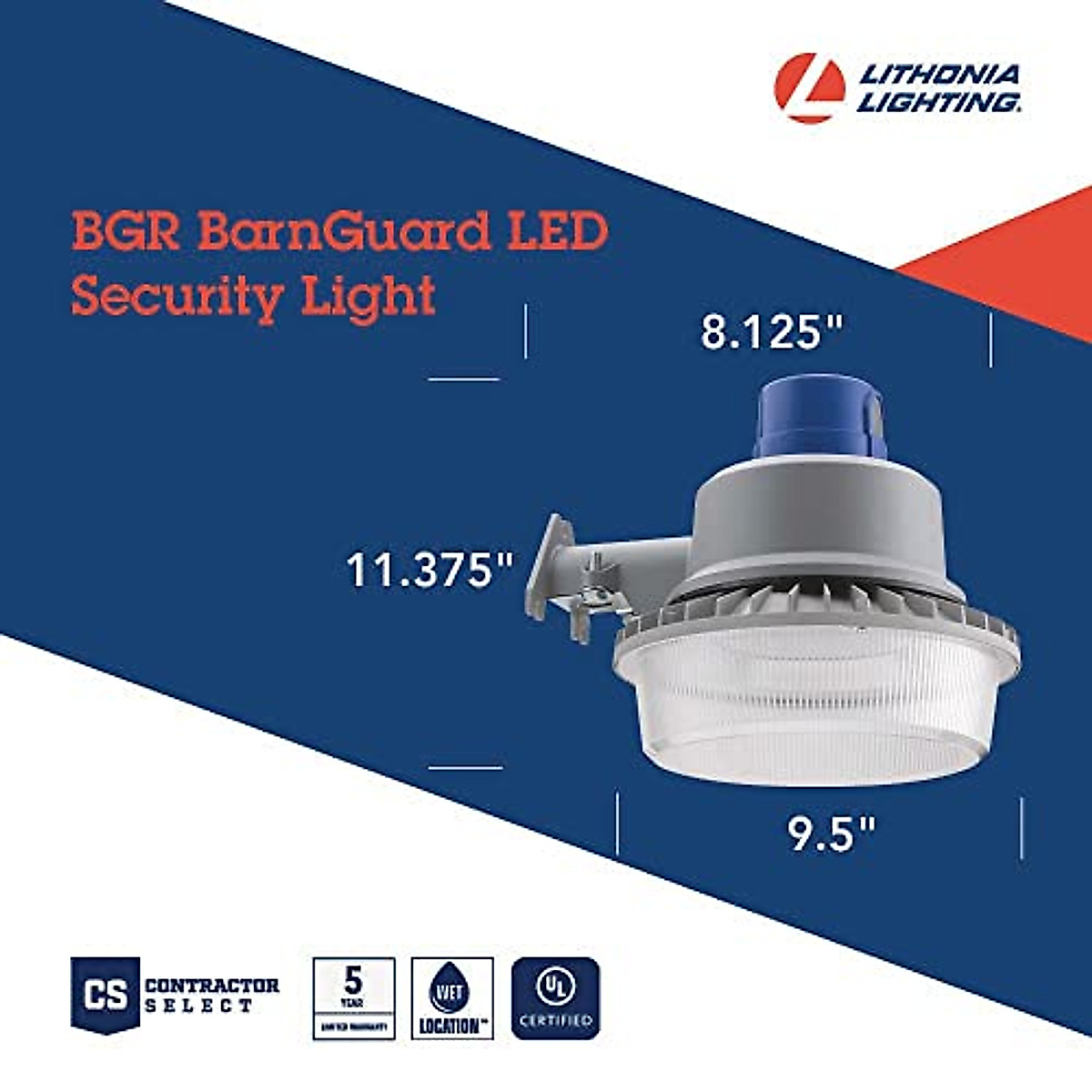 Outdoor BGR P2 LED Dusk-to-Dawn Security Light in Grey 4000k