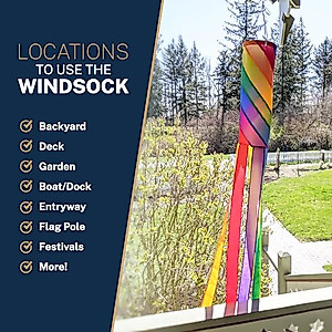 Madrona Brands Spiral Rainbow Windsock | Durable Outdoor Hanging Decoration | Yard, Garden, Deck, Patio and More | 60-Inch