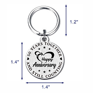 Levole 50th Anniversary Keychain Gifts - 50th Anniversary Keychain Gift Ideas, Happy 50 Year Anniversary for Husband Wife