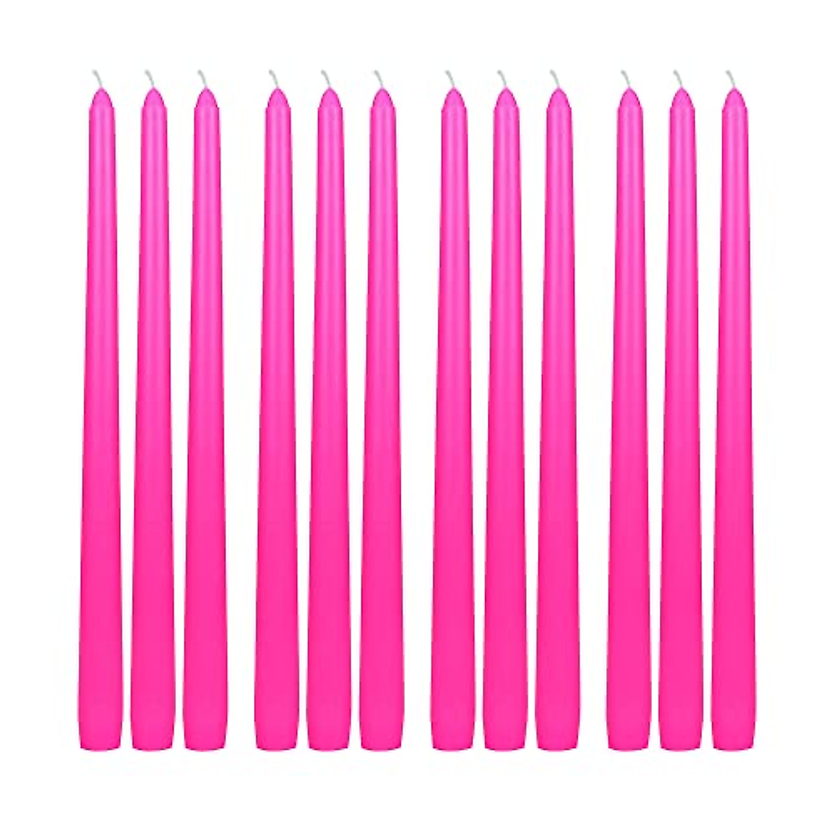 Zest Candle 12-Piece Taper Candles, 12-Inch, Hot Pink
