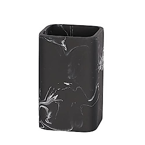 zccz Bathroom Accessory Sets - Marble Design 4 Piece Bathroom Accessories Complete Set - Soap Dispenser, Toothbrush Holder, Bathroom Tray, Bathroom Tumbler - Vanity Countertop Organizer, Black