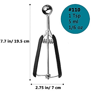 JUNADAEL J Mini Cookie Scoop 1 Tsp, Extra Small Cookie Scoop, 1 teaspoon Cookie Dough Scoop, Melon Baller Scoop, Ice Cream Scoop, Comfortable Grip, Non-Slip