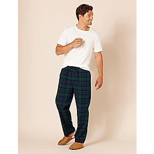 Amazon Essentials Men's Flannel Pajama Pant (Available in Big & Tall), Dark Green Navy Blackwatch Plaid, Large