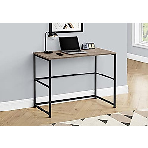 Monarch Specialties 7777 Computer Desk, Home Office, Laptop, Left, Right Set-up, Storage Drawers, Work, Metal, Laminate, Brown, Contemporary Desk-40 L Dark Taupe Black, 40" L x 19" W x 30" H