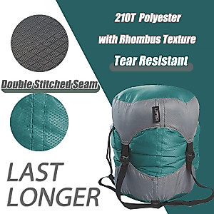 Frelaxy Compression Sack, Ultralight Sleeping Bag Stuff Sack Compression Stuff Sack - Space Saving Gear for Camping, Hiking, Backpacking (Turquoise, L)