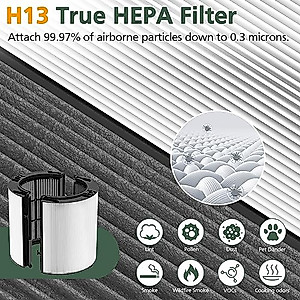360° Combi 2 in 1 HEPA + Carbon Filter for Dyson TP04 HP04 TP07 TP06 HP06 TP4A TP7A PH02 PH01 PH03 PH04 PH3A HP09 TP09 HP07 HP10 TP10 HP4A HP7A DP04 Air Purifi-er, H13 True HEPA Filter #965432-01
