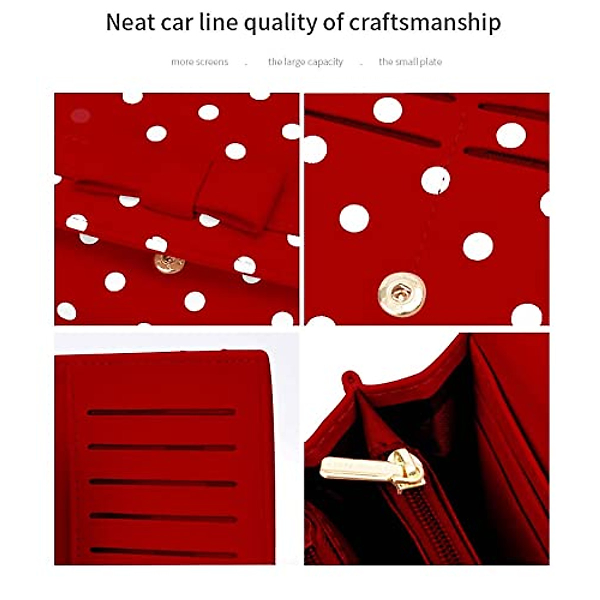 ROYALFAIR Polka Dot Wallet for Women, PU Leather Lady Purse with Cute Bowtie Card Holder Money Manager with ID Window (White Dots in Red)