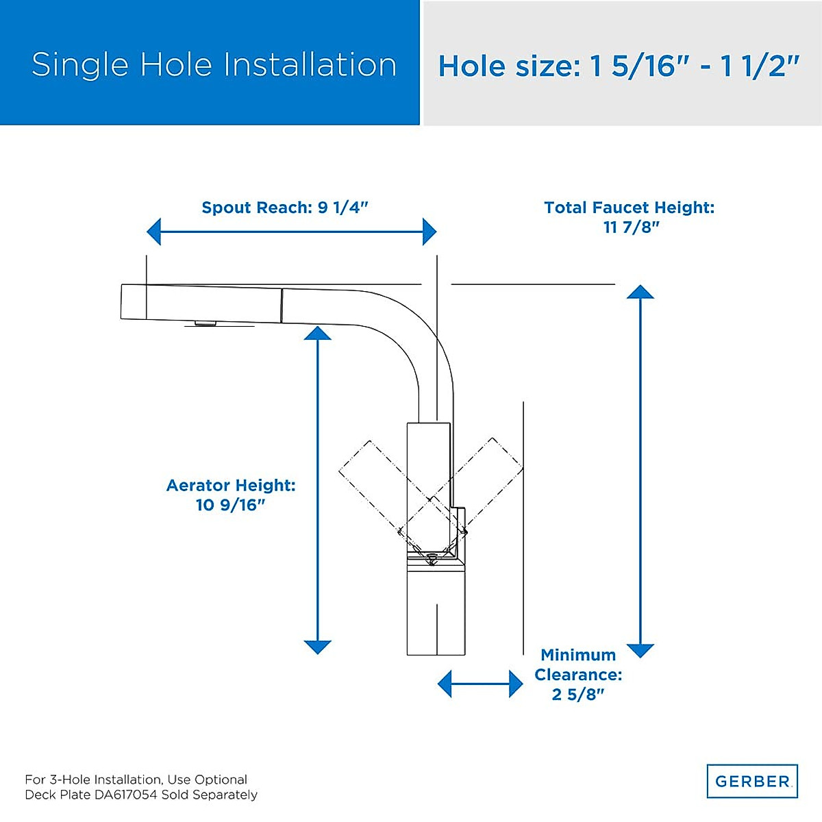 Danze Mid-Town Single Handle Pull-Out Kitchen Faucet with Snapback Retraction, Chrome