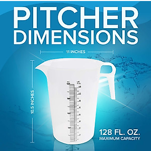 ACCUPOUR 32oz (1 quart) Measuring Pitcher, Plastic, Multipurpose - Great for Chemicals, Oil, Pool and Lawn - Ounce (oz) and Milliliter (mL) Increments (1000 mL)