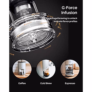 SPINN Espresso & Coffee Machine, Smart WiFi Automatic Coffee Maker, Cold Brew & Espresso Machine Combo with Programmable Centrifugal Brewing & Grinder, Water Supply Line Compatible, No Refills, Silver