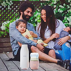 Befano Travel Bottle Warmer with Formula Dispenser, Leak-Proof Portable Bottle Warmer for Breastmilk and Formula. On The Go Baby Milk Warmer Set, Precise Instant Temperature Display, BPA Free - Pink