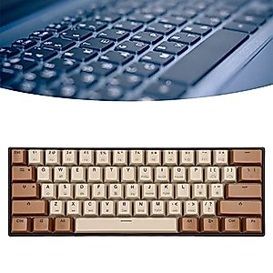Gaming Keyboard, 61keys Mechanical Keyboard with Color Mixing Light, Multiple Luminous Modes, for Windows2000, Xp, Vista, Win 7, HarmonyOS, Win 8, Win 10, Android, iOS(Tea Shaft)