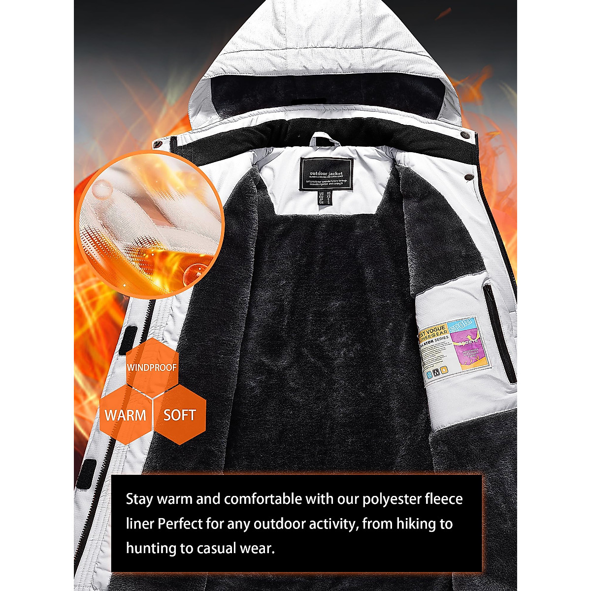 TACVASEN Winter Jacket Women Waterproof Ski Jacket Warm Snow Coat Fleece Jacket Women Windproof Rain Windbreaker