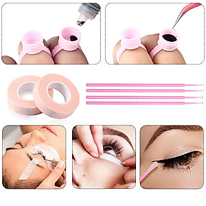 316 PCS Eyelash Extension Supplies, USB Mini Portable Air Conditioning Blower Handheld Dryer Fan Rechargeable Mini Mirror, Tapes, Tweezers, Eyelash Brushes, Micro Brush Applicators(Pink)
