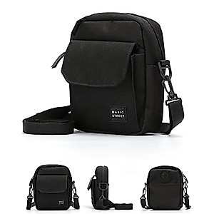 Black Small Side Shoulder Bag Crossbody Bag For Men Women Mini Messenger Bag Satchel Bag Travel Purse Wallet Passport Holder Bag, Cell Phone Purse Neck Pouch Wallet- Unisex