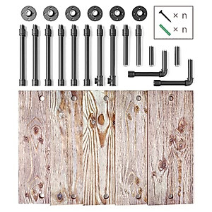 Yuanshikj 5 Tier Industrial Pipe Solid Wood Ladder Shelf/Shevles/Shelving Bookshelf/Bookcase Retro Metal Iron Pipes Wood Planks Rustic Display Wall Mounted for Collection Living Room Decor Storage