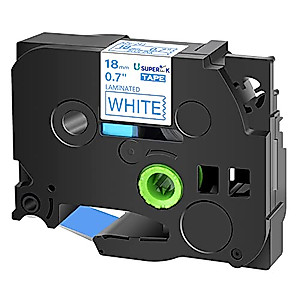 USUPERINK 50PK Compatible for Brother P-Touch Label Maker Tape TZe-243 TZ-243 TZe243 TZ243 Blue on White 18mm 3/4 inch 0.7'' x 26.2ft Laminated TZe TZ Label Tape for PT-2730 2730VP 3600 7500