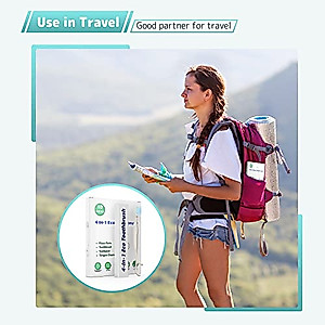 HEINENAND Travel Toothbrushes, 4 in 1 Biodegradable Disposable Toothbrush with Floss Toothpick Tongue Scraper, Eco-Friendly Individually Wrapped Toothbrush for Travel Office and School (10 Pack)