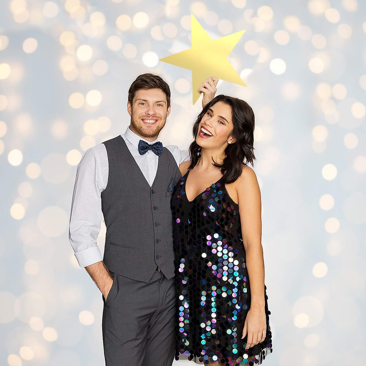 Gold Star Cutouts Double Printed Paper Stars Decoration for Wedding Party Supplies, 11 Inches (24 Pieces)