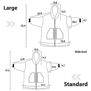 Aptoco Oversized Wearable Blanket Hoodies, Plus Size Soft Sherpa Blanket Sweatshirt w/ Giant Pocket Comfy Sweatshirt Blanket Thick Warm Hoodie for Adult Teen & Kids, One Size Fits All(Gray) (Medium)