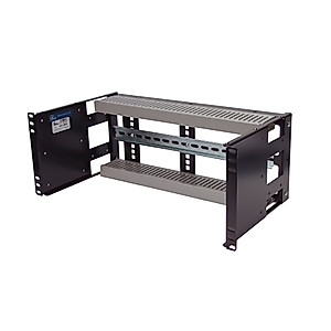 RCB1112BK15 Heavy Duty 4U Rackmount Adjustable Depth Industrial Din Rail Panel Designed for 2 Post or 4 Post EIA310 19 inch Server Rack