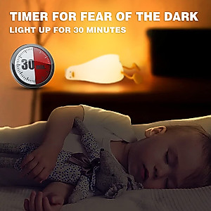 HERBESTBAY Kids Night Light, Lying Flat Duck Cute Night Light for Kids, Premium Silicone Nursery Nightlight, Touch Control, Type-C Rechargeable, Duck Lamp