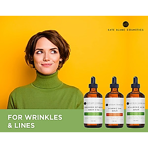 Kate Blanc Cosmetics Anti Aging Serum Set for Women & Men - 98% Natural, 72% Organic. Vitamin C Serum, Hyaluronic Acid Serum, Retinol Serum for Face. Anti Wrinkle & Dark Spot Corrector