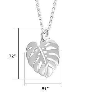 Boma Jewelry Sterling Silver Monstera Leaf Pendant Necklace, 18 Inches