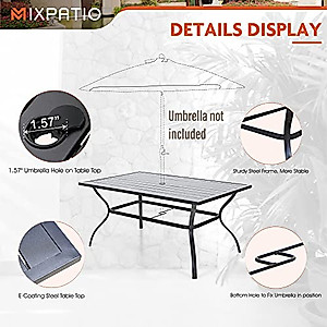 MIXPATIO Patio Dining Set 7 Piece Outdoor Furniture Set with 6 Brown Textilene Chairs and Metal Rectangular Table for Deck Garden Backyard Lawn Poolside