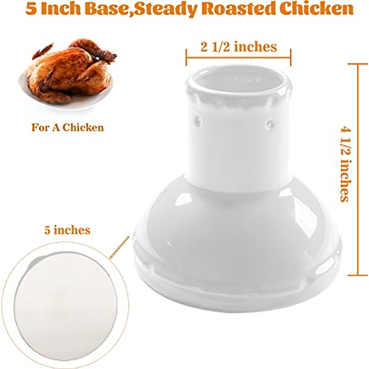 KAMaster White Ceramic Chicken Holder for Grill, Beer Can Chicken Throne for Smokers, Green Egg Parts Non-Stick Steamer Roaster Rack Vertical Stand for Kamado BBQ Accessories
