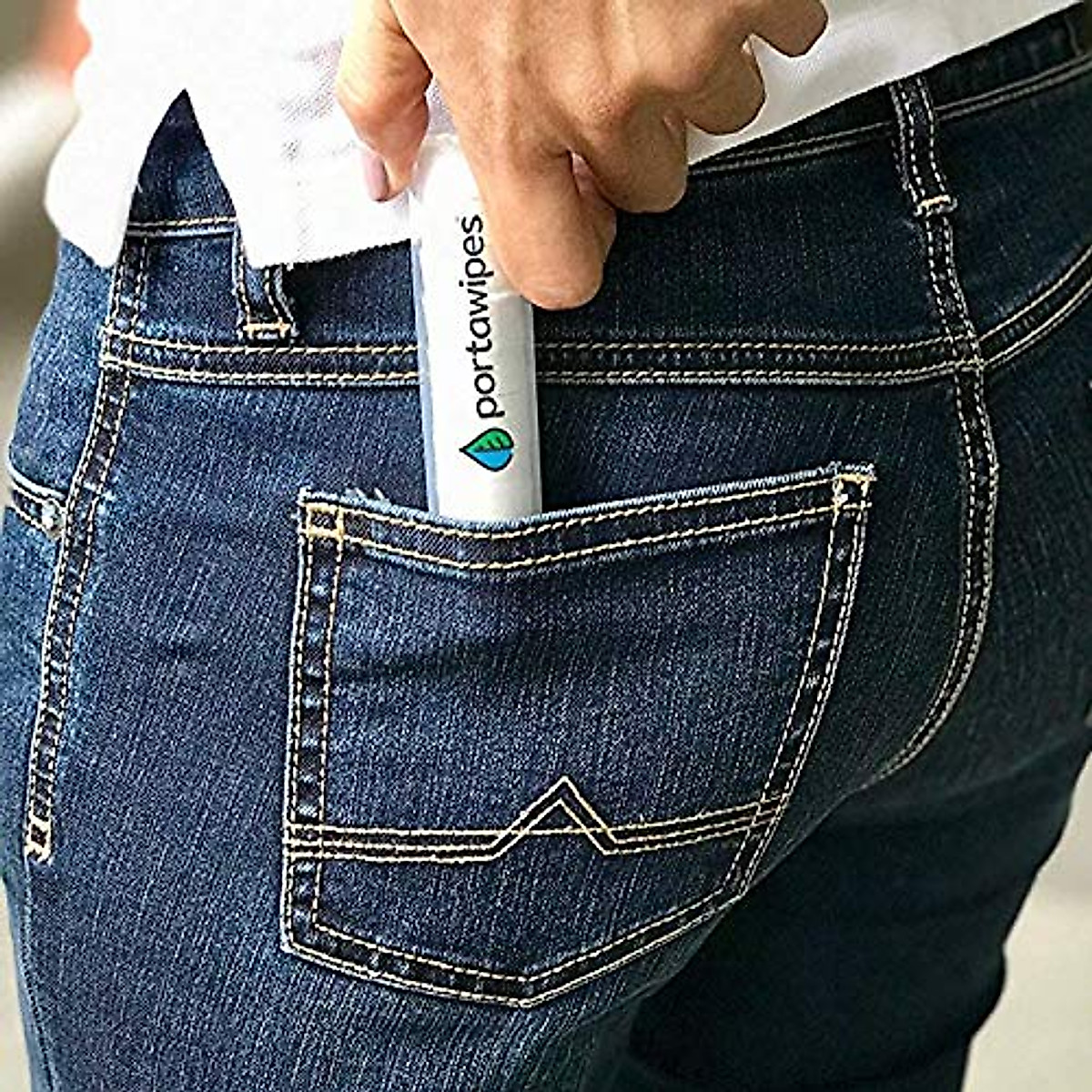 Portawipes Coin Tissues | 50 Pack with 5 Carrying Cases | Toilet Paper Tablets | Compressed Towels | Expandable Wipes | Soft & Odor Free