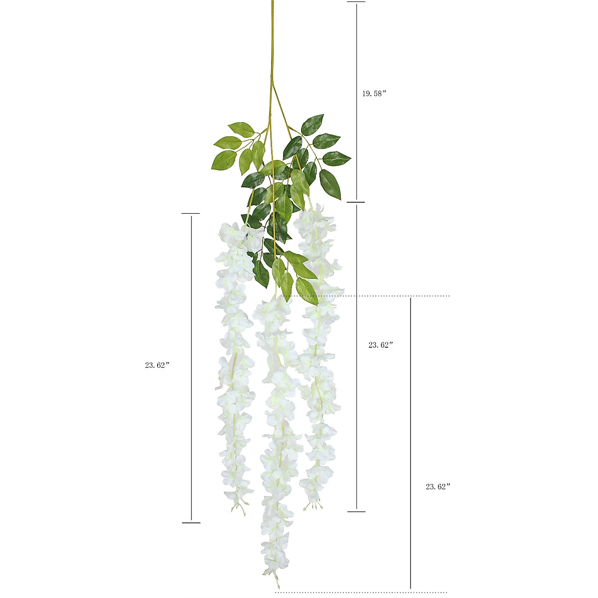 Duovlo 12 Piece Artificial Silk Wisteria Vine 3.6 Feet Ratta Hanging Flower Garland String Home Party Wedding Decor (White)