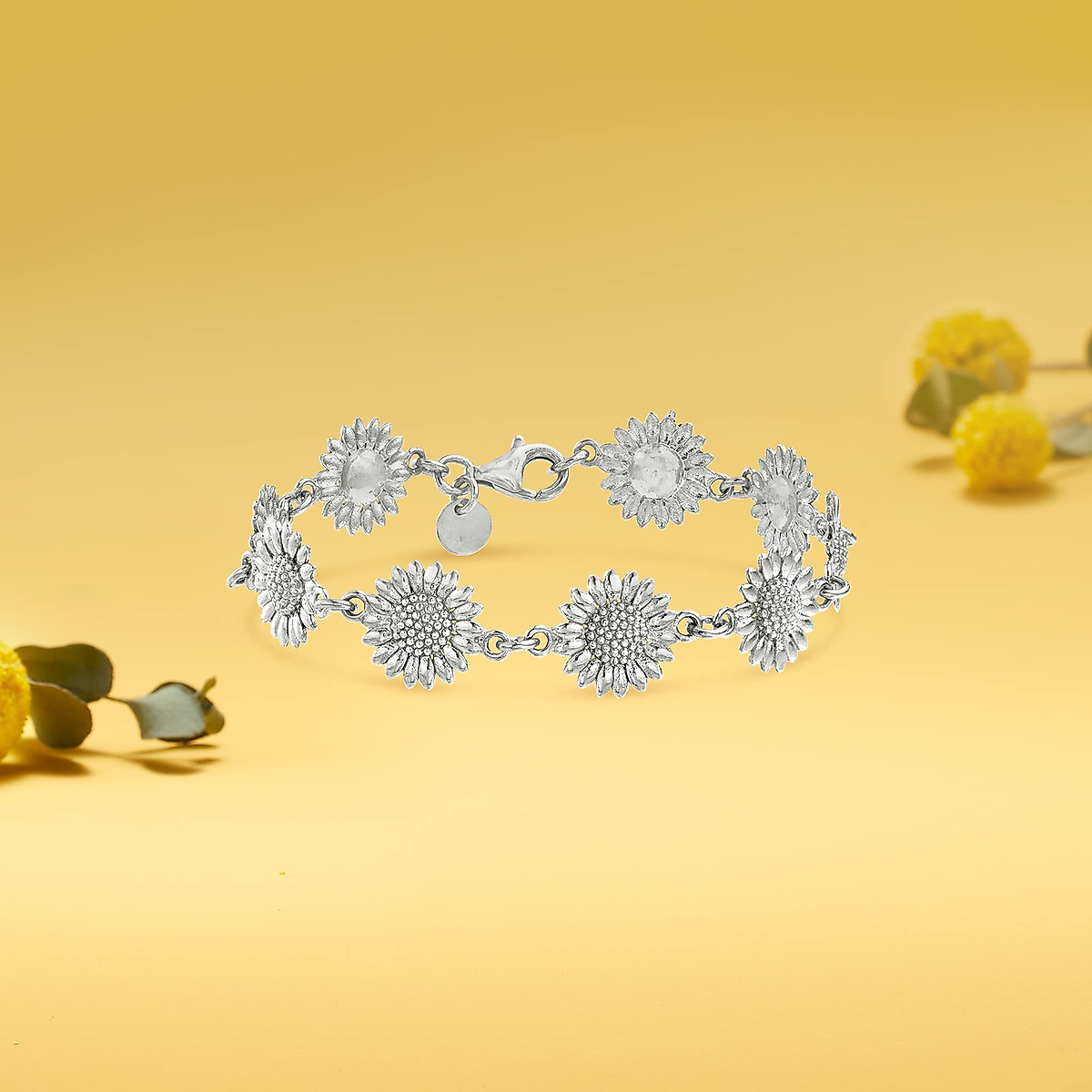 Ross-Simons Italian Sterling Silver Sunflower Bracelet. 8 inches