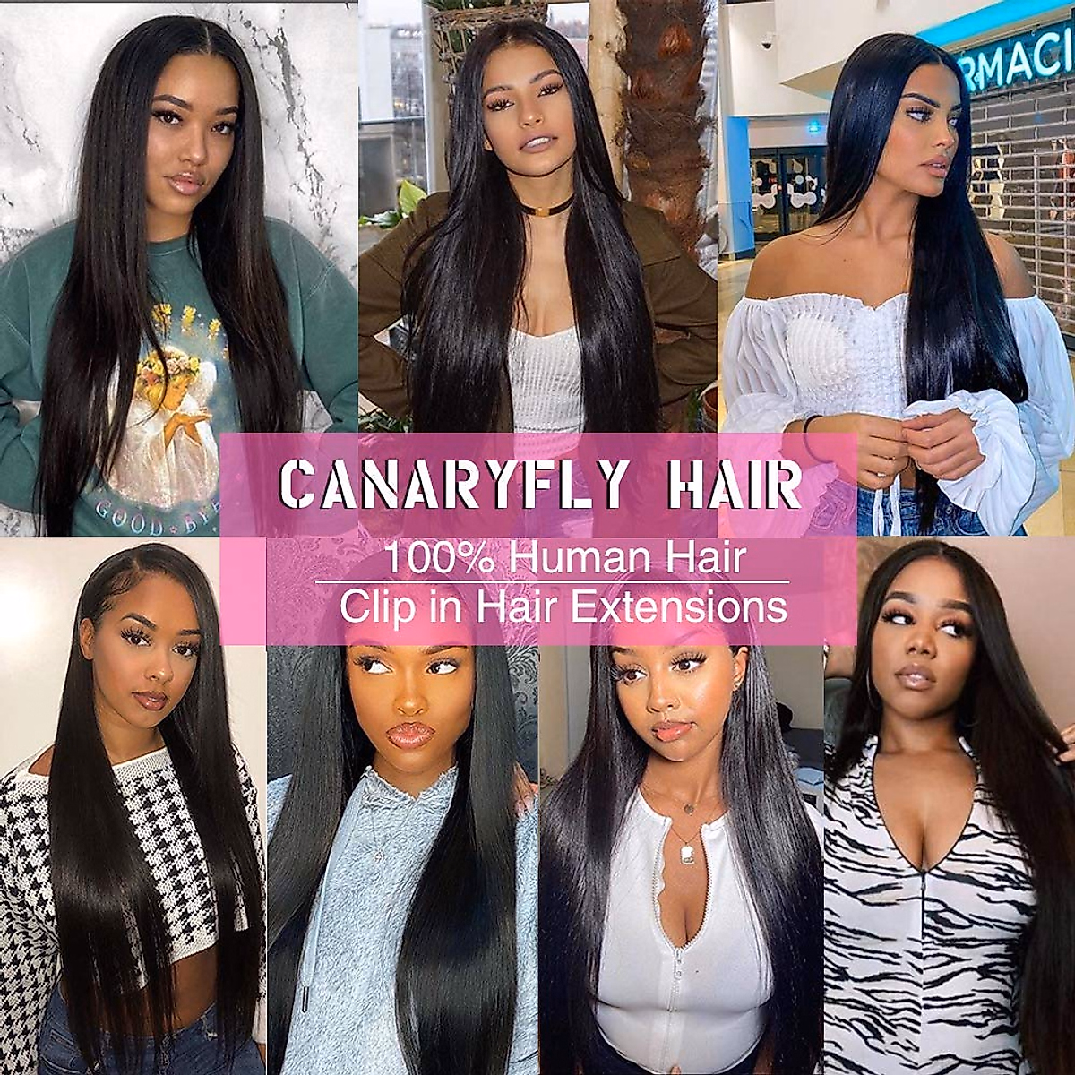 Straight Human Hair Clip in Hair Extensions for Black Women 100% Unprocessed Full Head Brazilian Virgin Hair Natural Black Color,8/Pcs with 18Clips,120 Gram (22inch, Straight hair)