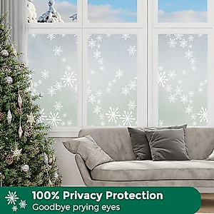 Beautyhero Christmas Snowflakes Decorations Window Privacy Film, Frosted Glass Window Film, Window Clings Static Cling for Home Bathroom Rental Decor 17.7 x 78.7 Inch