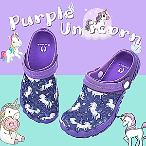 Kids Clogs Sandals Barefoot Shoes Boys Girls Beach Slippers Lightweight Outdoor Summer Water Shoes Purple Unicorn 4.5