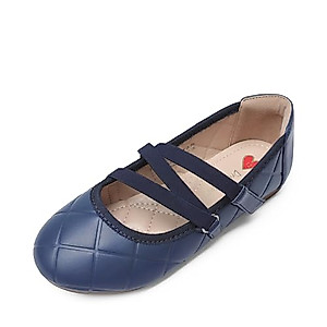 DREAM PAIRS SDFL2311K Girls Dress Shoes Flower Girl Mary Jane Ballet Flats Navy 2 Little Kid