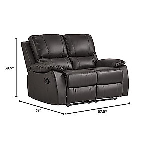 Lexicon Farmington Wall-Hugger Manual Double Reclining Loveseat, Brown