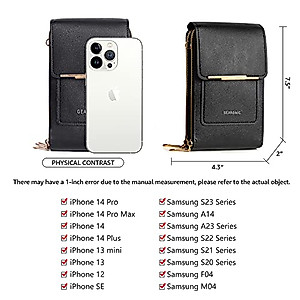 GEARONIC Small Crossbody Bags for Women, Small Cell Phone Purse, Handbags Wallet with Credit Card Slots, Leather Phone Wallet with Strap, Phone Purse Crossbody for Women with Transparent Window-Black