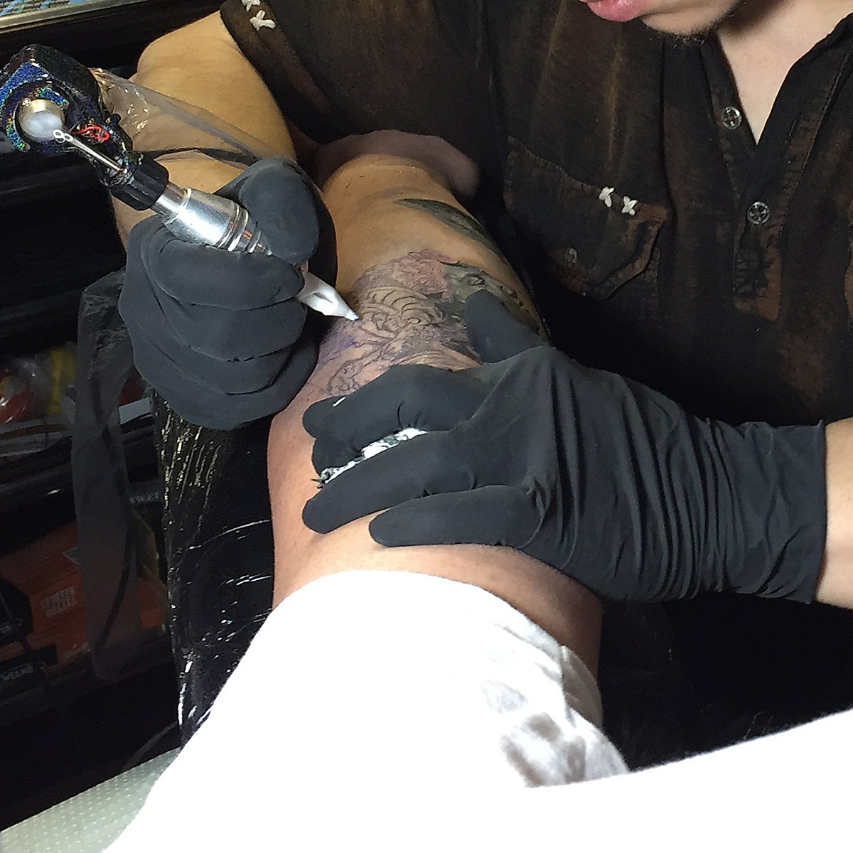 Adenna PHM916 Phantom 6 mil Latex Powder Free Exam Gloves (Black, Large) Box of 100