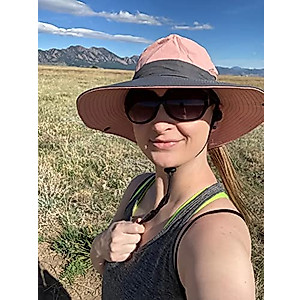 Womens Sun Hats Wide Brim Ponytail Hats Summer Beach Hat for Women Foldable Travel Safari Hats UPF50+(Size:M-L) (58cm/22.83inch, Pink)