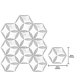 funlife 30Pcs Hexagon Peel and Stick Thick Kitchen Backsplash Foam Board, Self Adhesive Matt Wall Tile Decals for Home Decor, 7.87"x9.05", Lotus