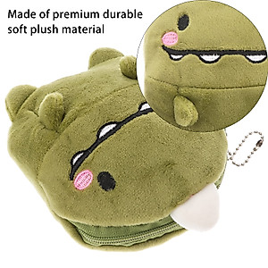 FENICAL Dinosaur Plush Coin Purse Fluffy Cute Hand Bag Mini Wallet Card Pouch Zipper Change Phone Holder for Women Girls Kids